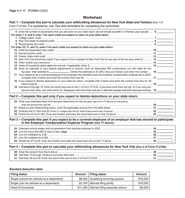 Guide to NY State Form IT-2104 (2025)